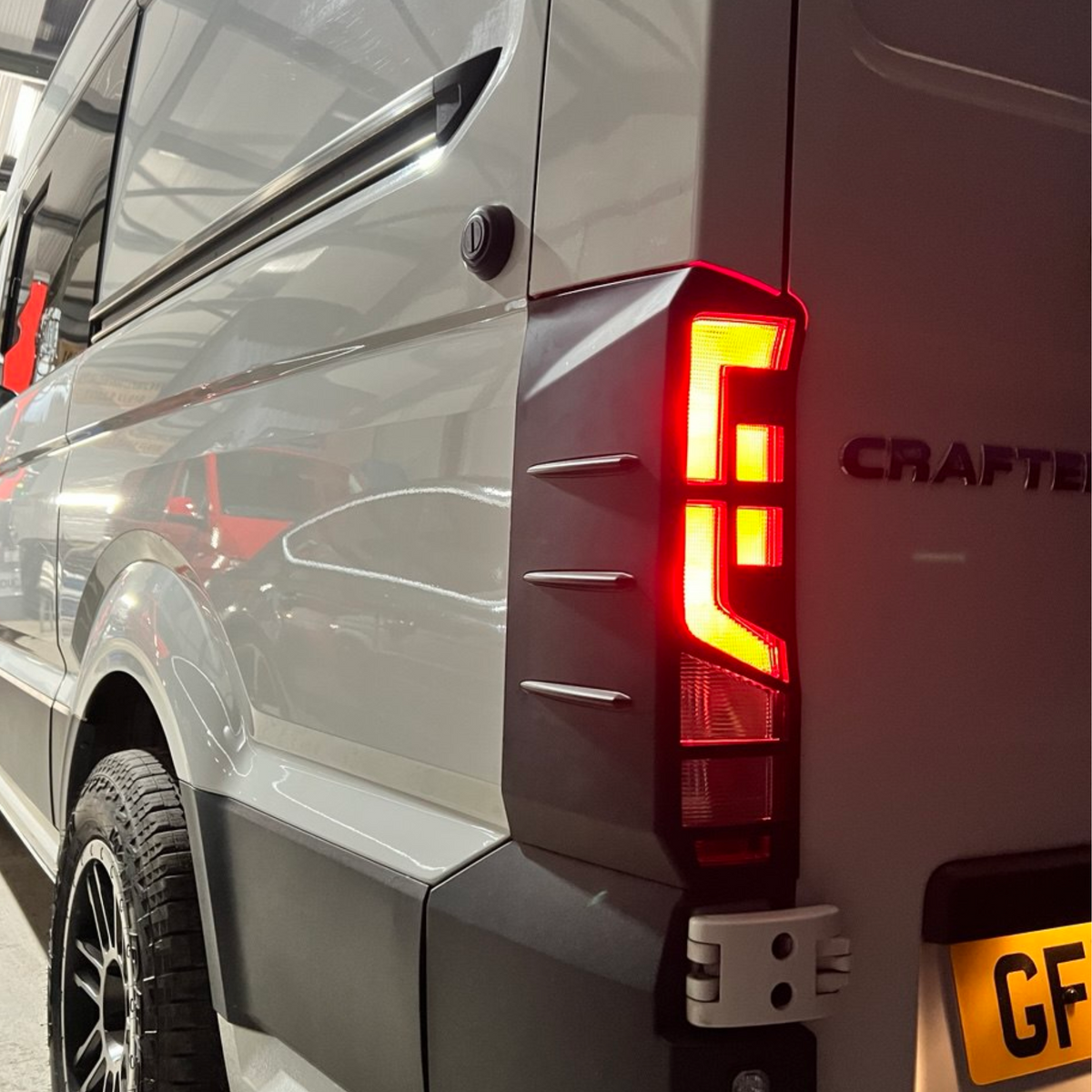 For Volkswagen Crafter Rear Light Guards - Hammerite Ultimate Matte Bl ...