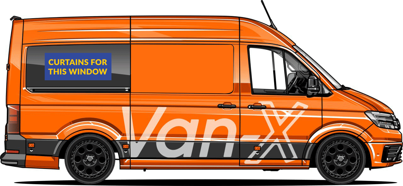 Mercedes Sprinter Premium Window Curtains Van-X - Black/Black