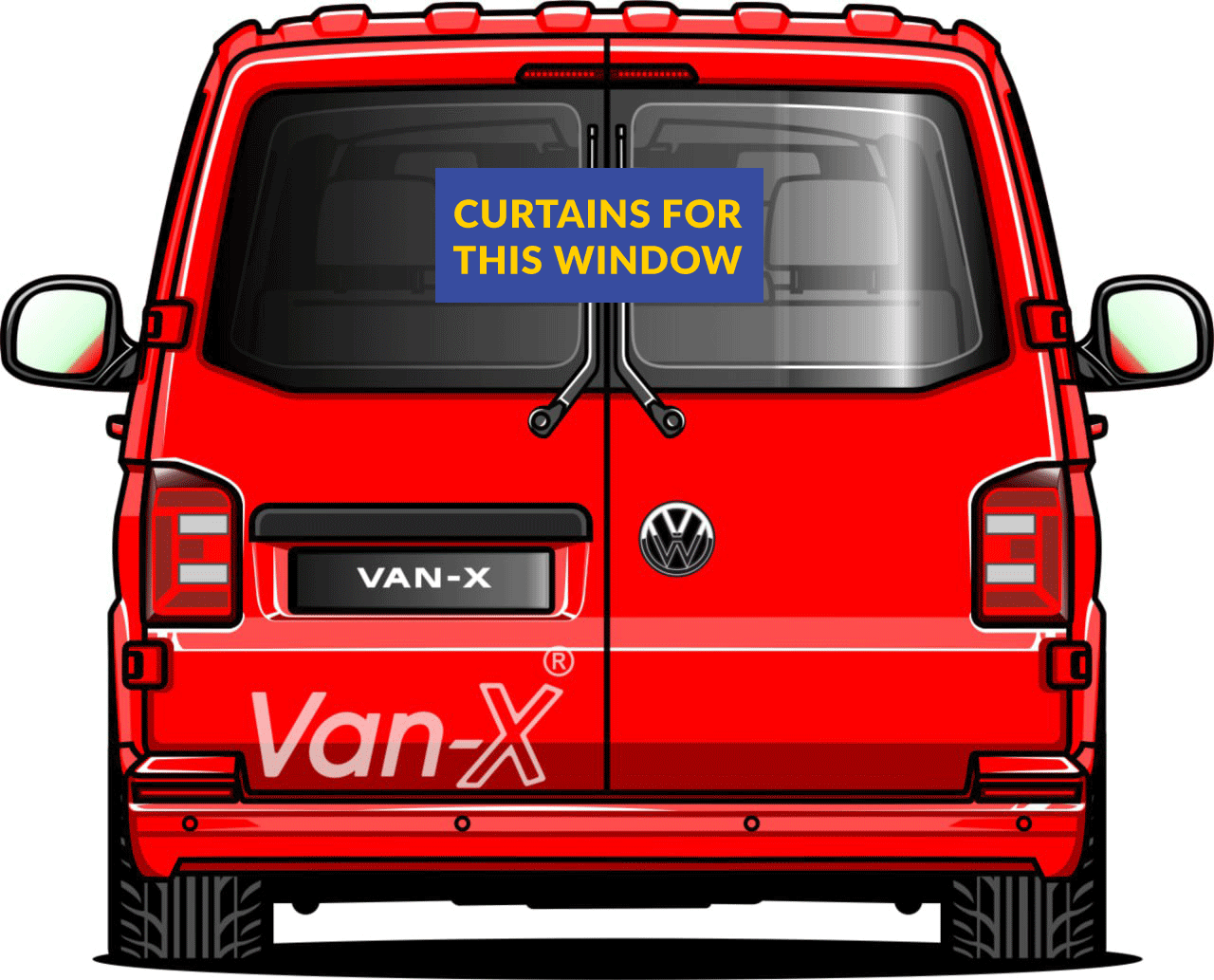 VW T6 Transporter Van Conversion Premium Curtains Van-X - Black/Black