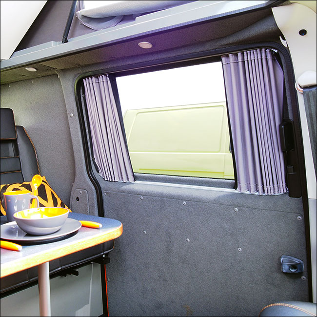 VW T6 Transporter Van Conversion Premium Curtains Van-X - Black/Grey