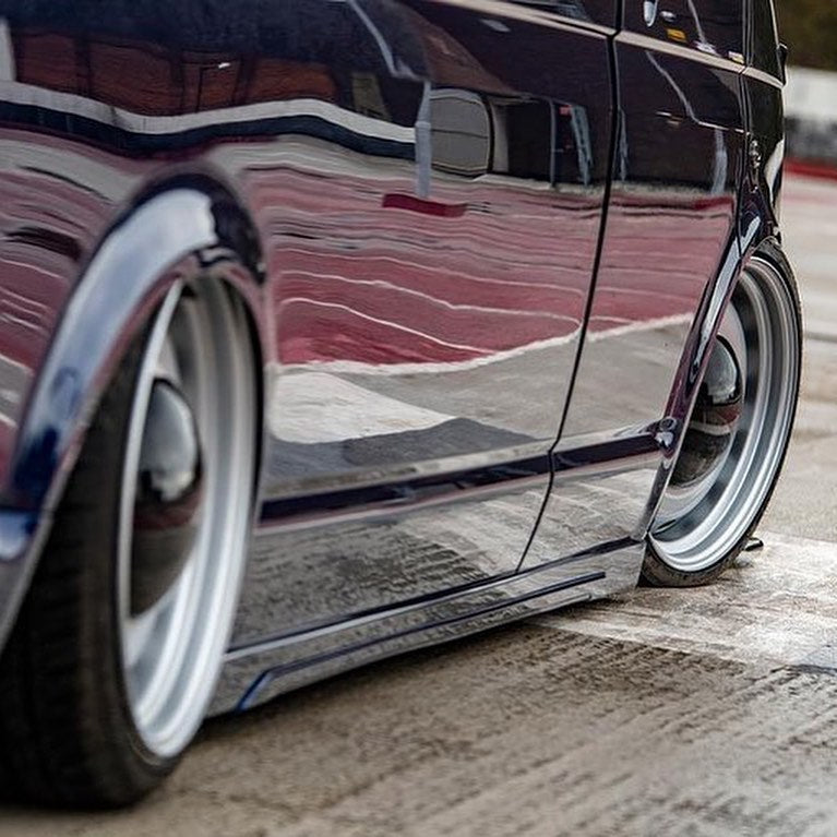 VW T6.1 Transporter LWB Side Skirts Deep Black Plastic Painted and Rea ...
